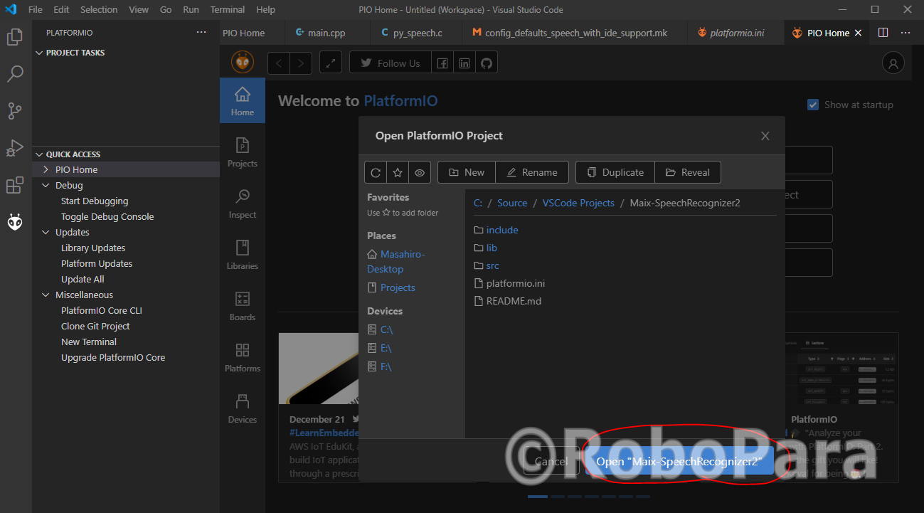 VSCodeとPlatformIOを使ってMaixduinoでボイスコマンドを音声認識する方法 | RoboPara